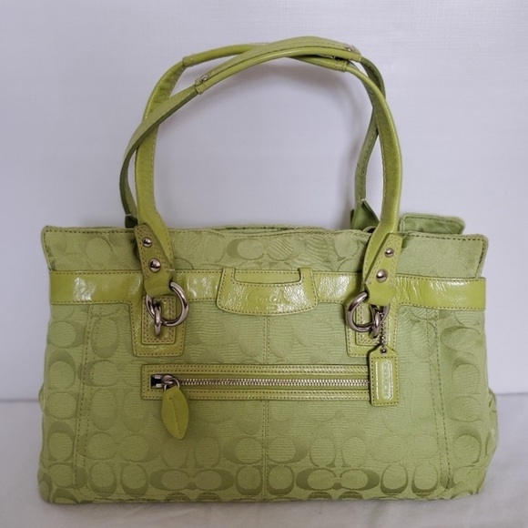 Coach | Bags | Coach Penelope Satchel Handbag Signature Logo Lime Green ...